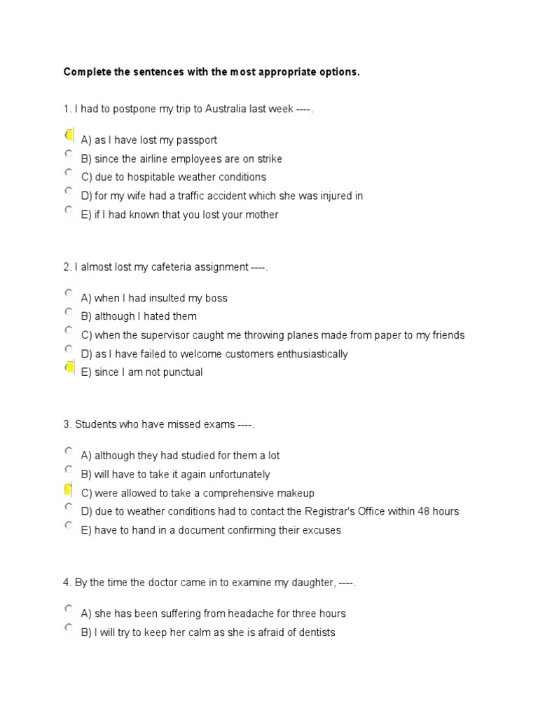 Second Form Sentence Completion | PDF | Violence