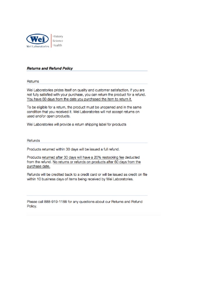 Wei Labs Return and Refund Policy | PDF