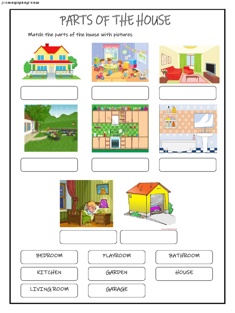 Match The Parts of The House With Pictures | PDF