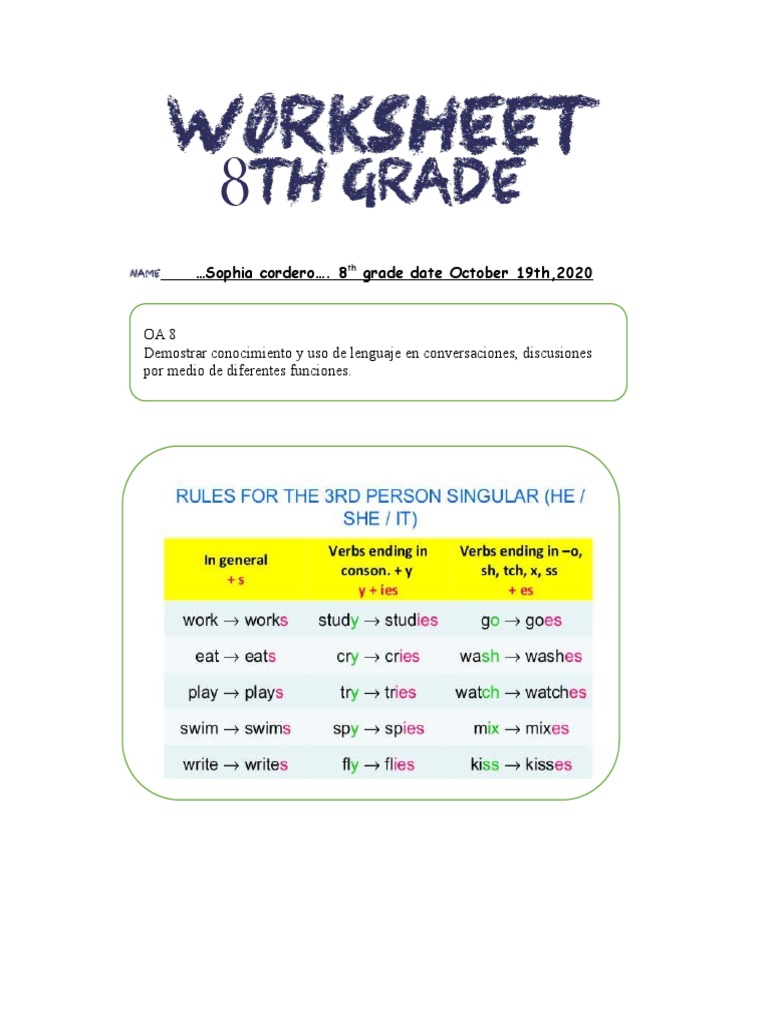 Worksheet 8th Grade | PDF