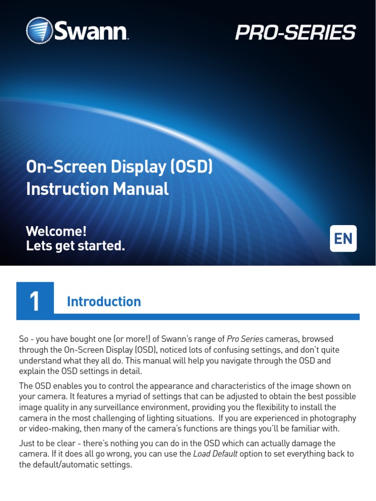 On-Screen Display (OSD) Instruction Manual: Welcome! Lets Get Started ...