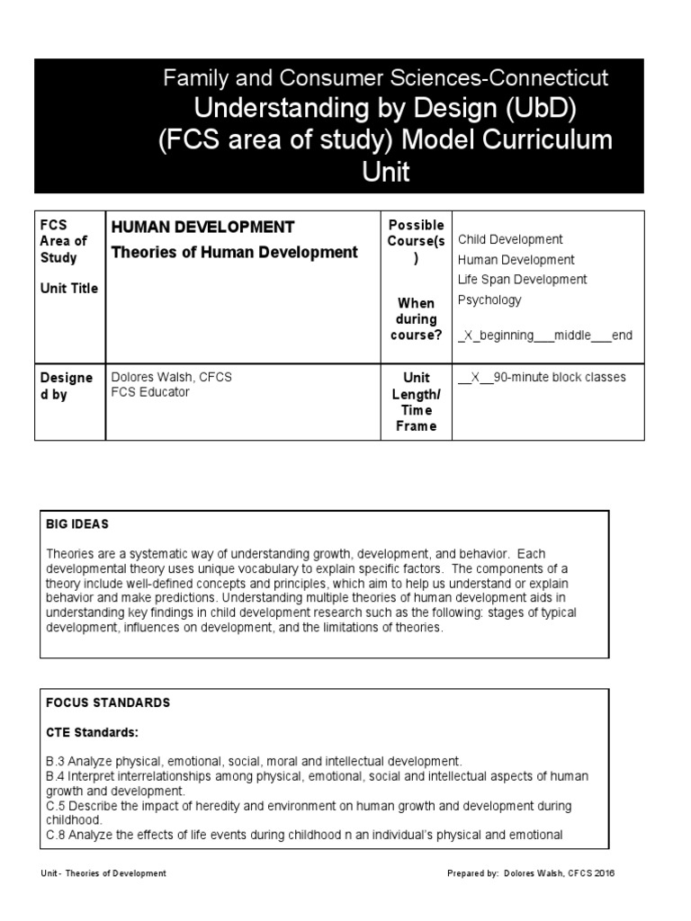 Understanding by Design (Ubd) (Fcs Area of Study) Model Curriculum Unit ...