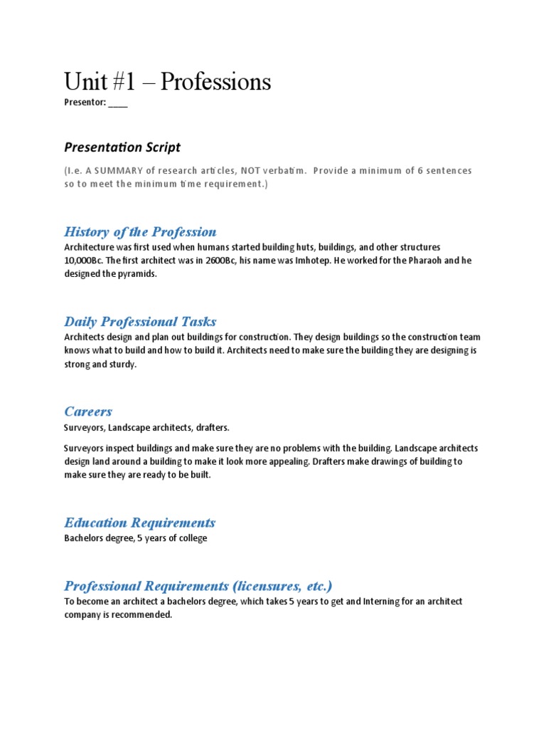 Unit 1 - Script | PDF