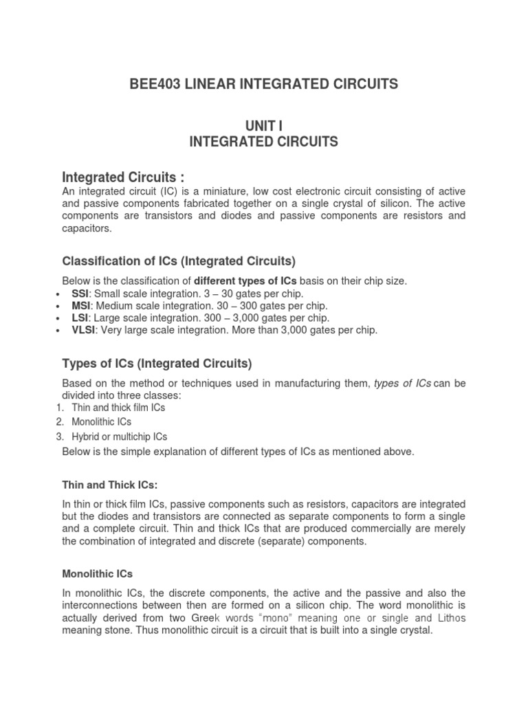 Integrated Circuits and Op-Amps Overview | PDF | Operational Amplifier ...