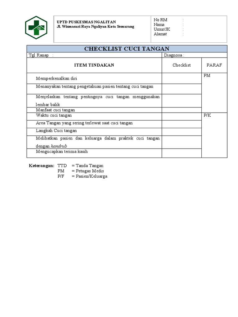 Checklist Cuci Tangan | PDF