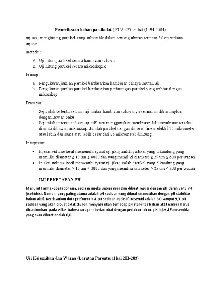 Pemeriksaan Bahan Partikulat (FI V, Hal (1494-1504) | PDF