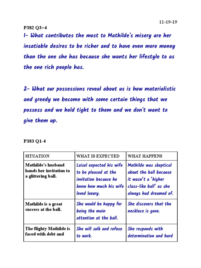 Mathilde's Husband Hands Her Invitation To A Glittering Ball | PDF ...
