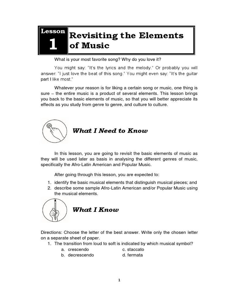 Revisiting the Elements of Music: Identifying Musical Elements and ...