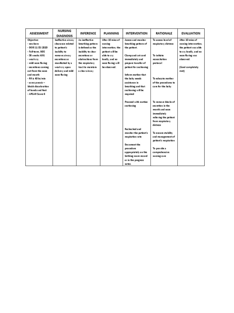 NCP - Newborn | PDF | Respiratory Tract | Breathing