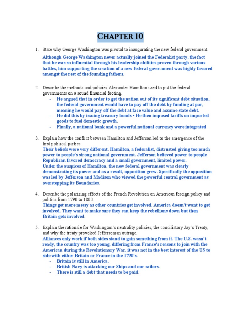 American Pageant Chapter 10 Reading Questions and Terms PDF | PDF ...