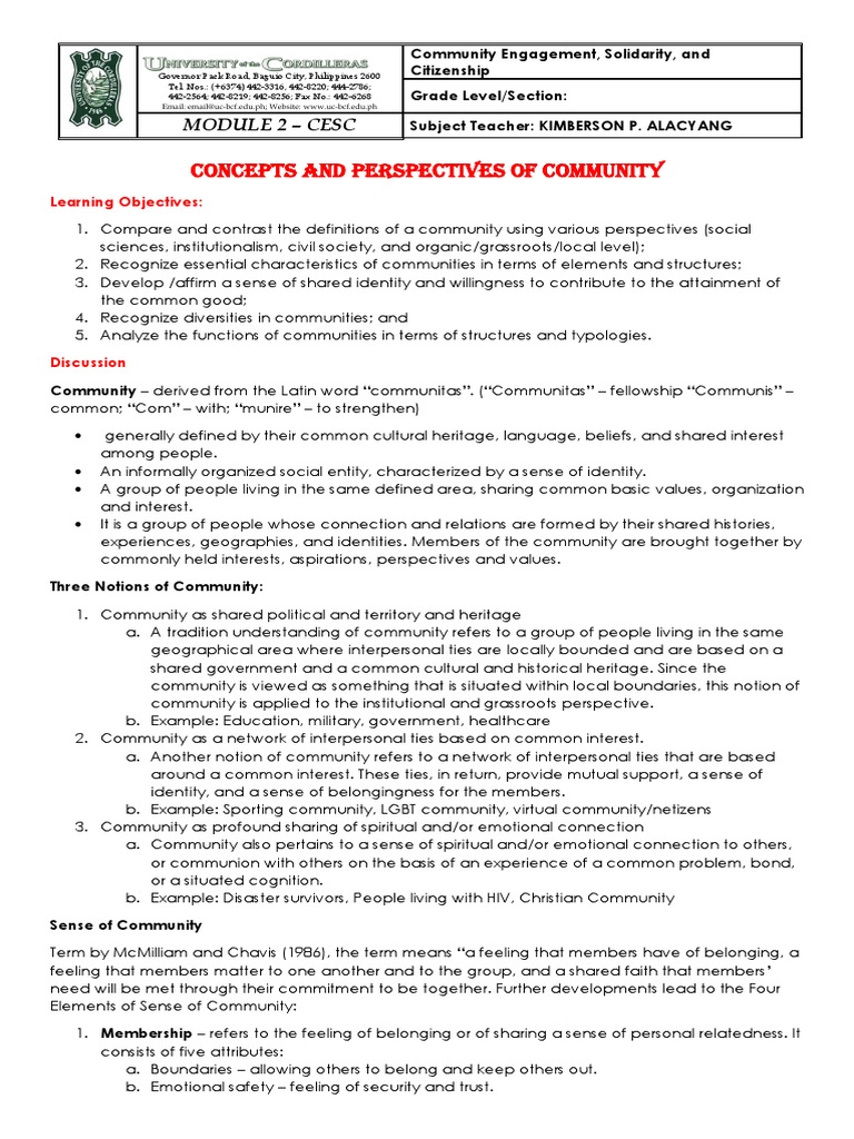 Module 2 Cesc | PDF | Community | Institution