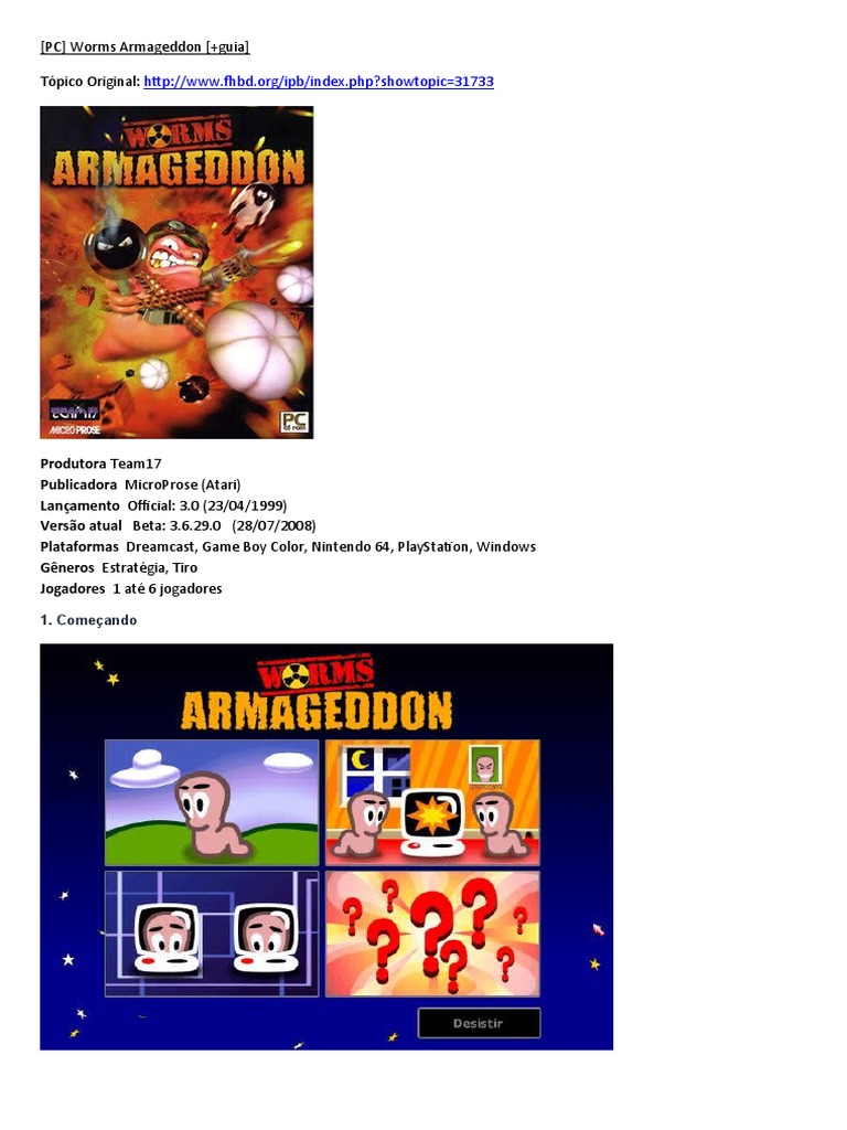 (PC) Worms Armageddon (+guia) | PDF | Videogames | Tempo