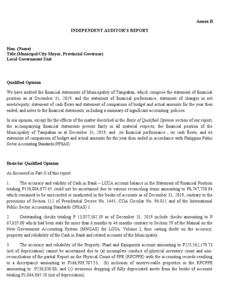 FORMAT-Revised IAR - Qualified | Download Free PDF | Audit | Financial ...