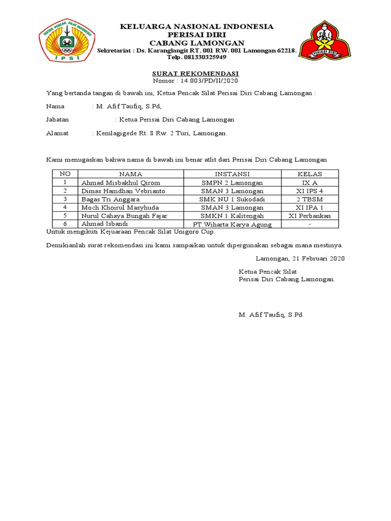 Surat Rekom PD | PDF