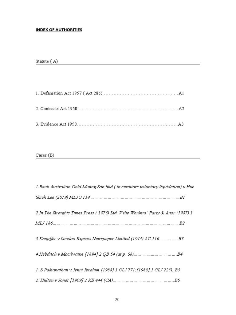 Index of Authorities | PDF | Government Information | Common Law