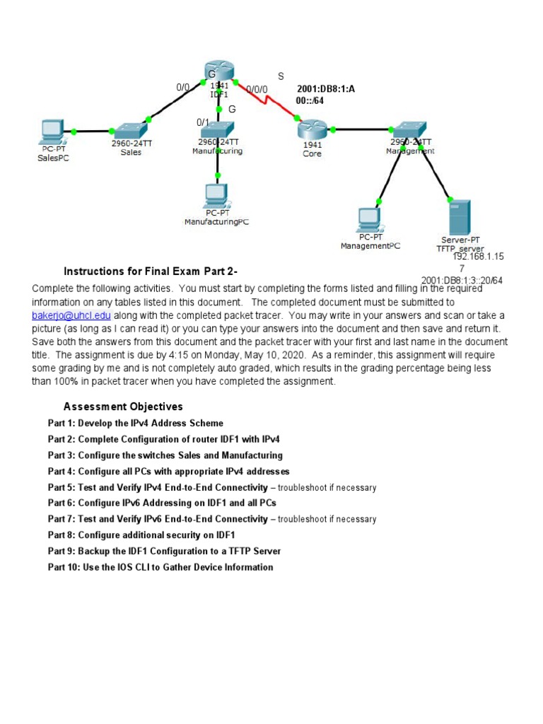 Final-Packet Tracer Skills Instructions | PDF | Ip Address | I Pv6