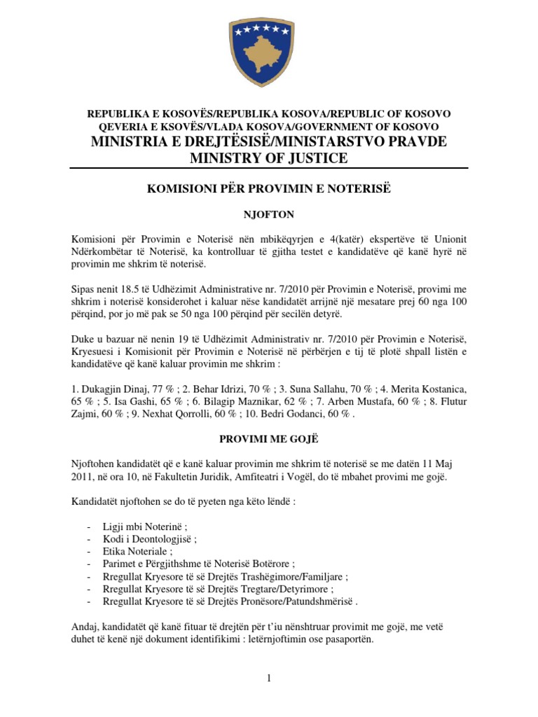 Lendet Per Provimin e Noterise | PDF