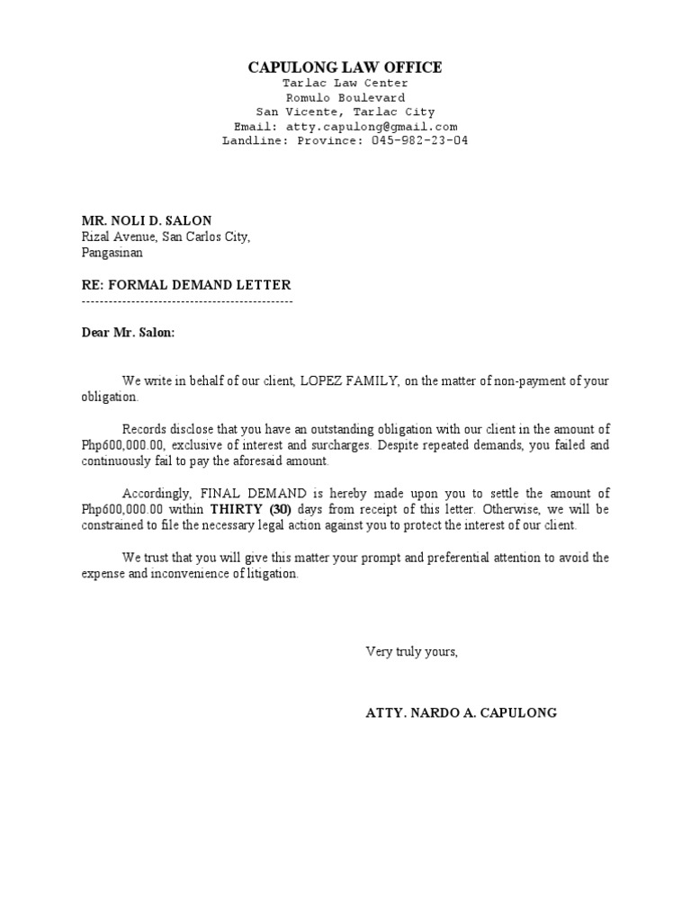 Sample Demand Letter | PDF