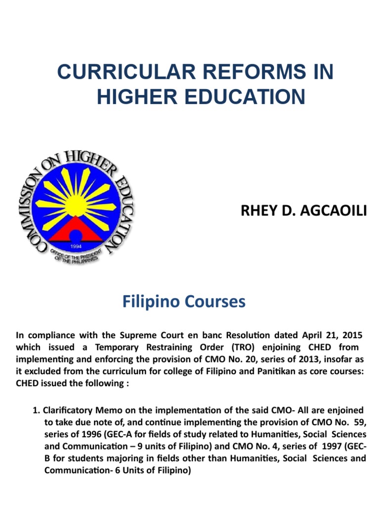 CHED Curriculum Reforms Overview | PDF | Physical Education | Curriculum