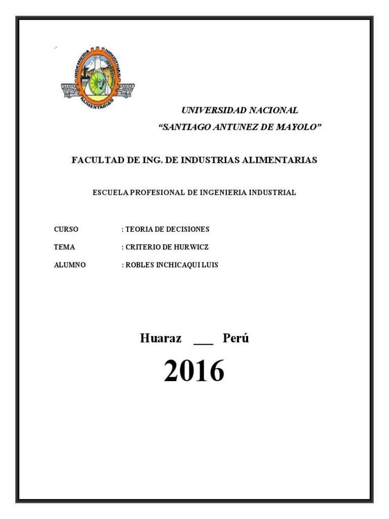 Criterio de Hurwicz en Decisiones | PDF | Business | Economias