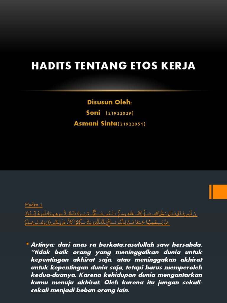 Hadits Tentang Etos Kerja | PDF