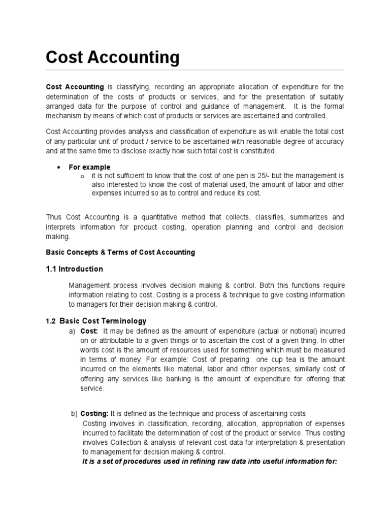 Cost Accounting Basics Explained | PDF | Cost Accounting | Management ...