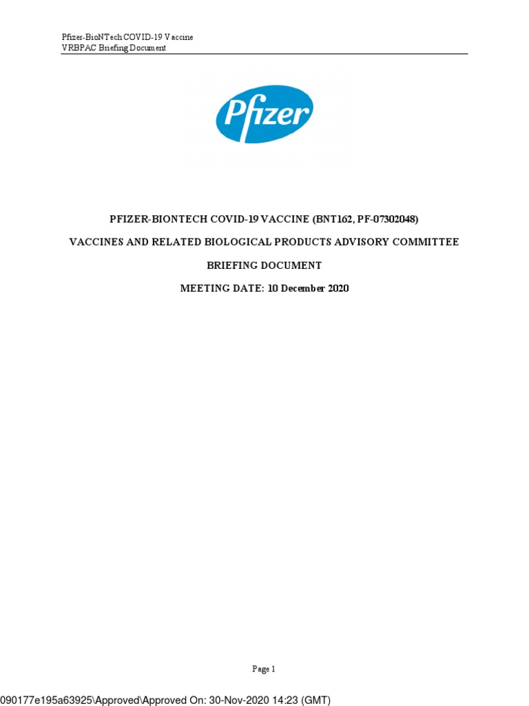 Pfizer-Biontech COVID-19 Vaccine Briefing Document | PDF | Phases Of ...