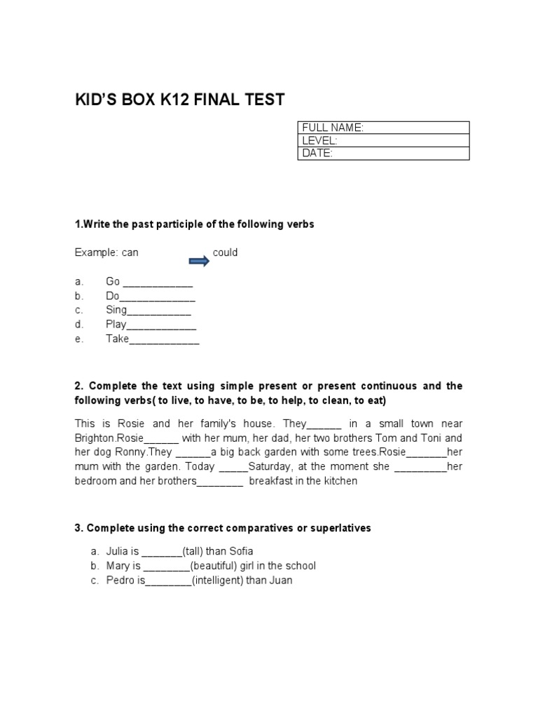 Kids Box Final Test | PDF
