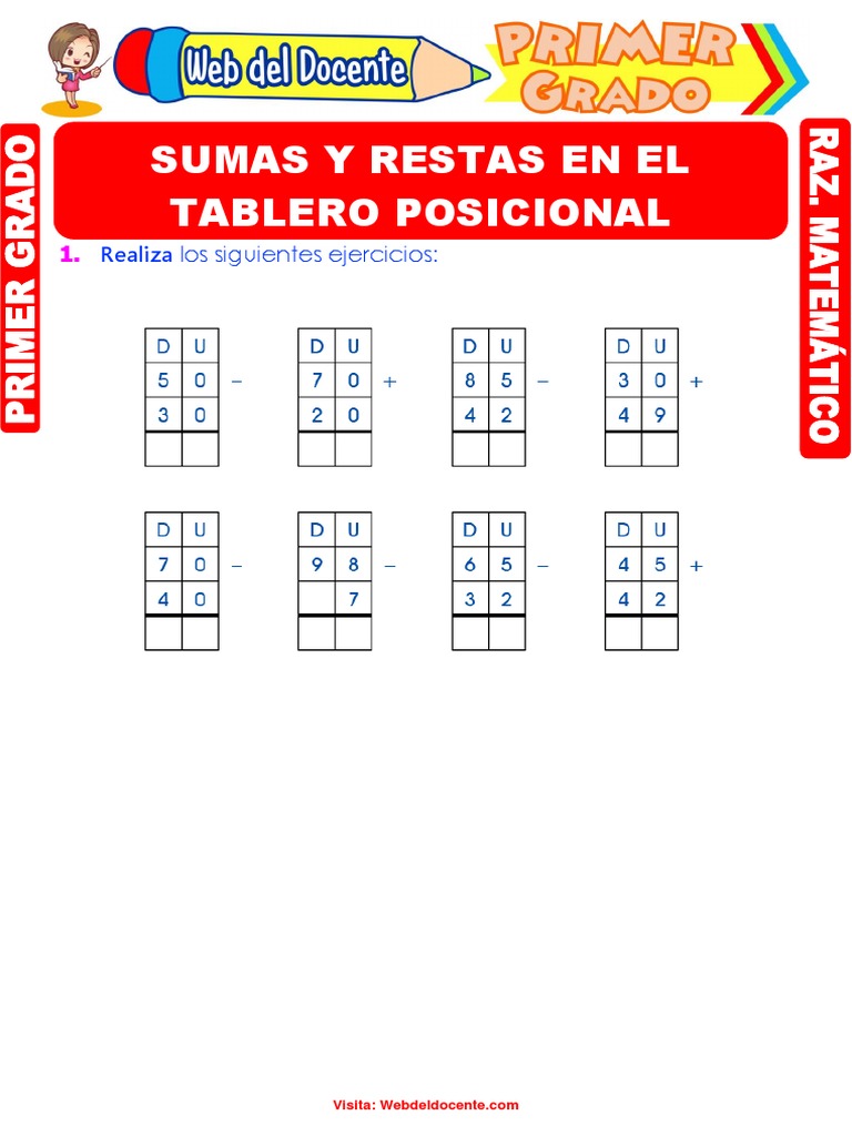 Hojas De Trabajo De Valor Posicional, Suma Y Resta Suma Y Resta De Dos