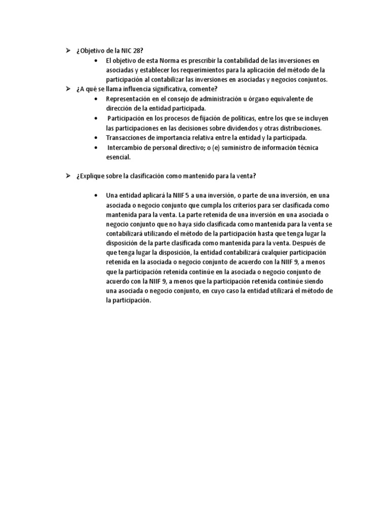 Objetivo de La NIC 28 | PDF
