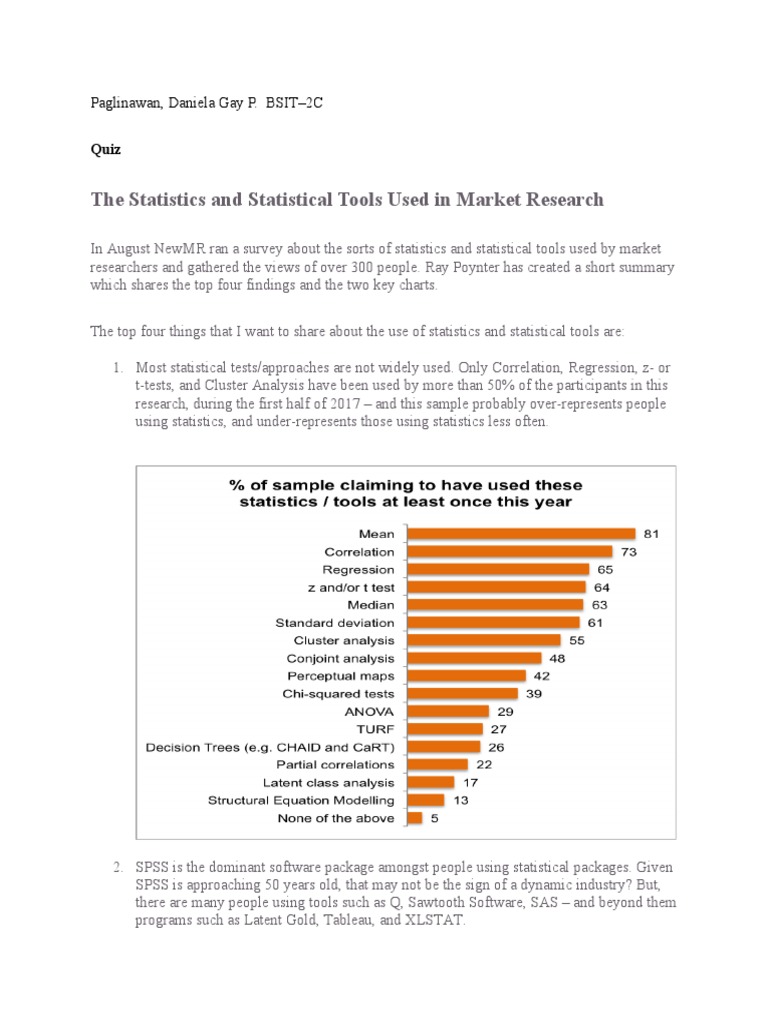 The Statistics and Statistical Tools Used in Market Research | PDF ...
