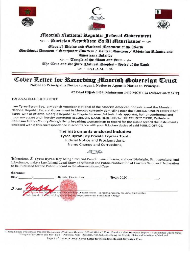 Tyree Bey Declaration of Private Trust | PDF