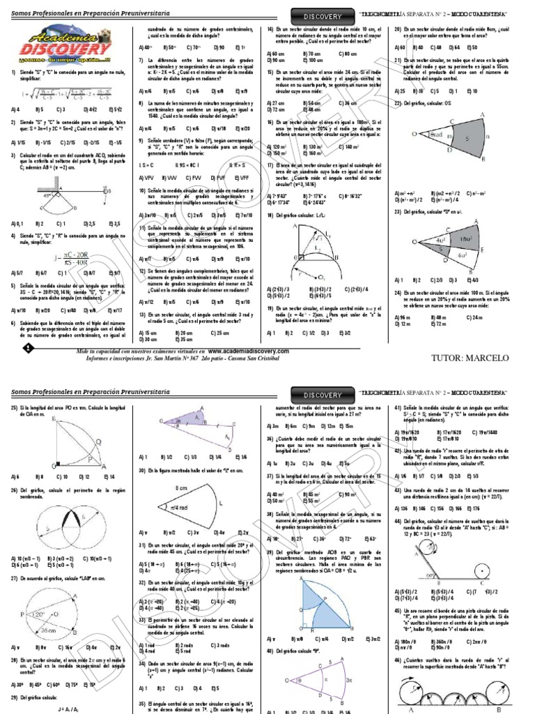 Separata N°2 Trigonometría | PDF | Matemática Elemental | Ángulo