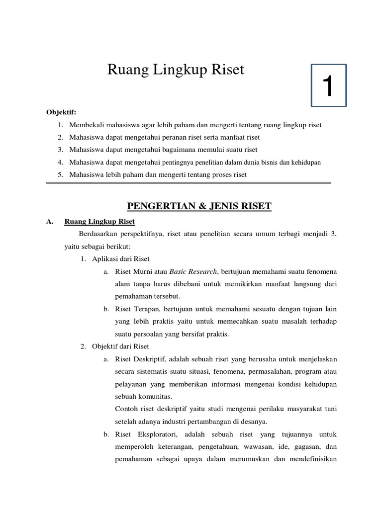 1 - Ruang Lingkup Riset PDF | PDF
