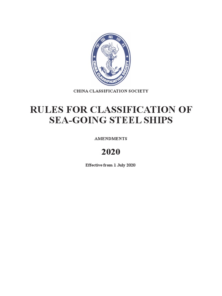 Rules For Classification of Sea-Going Steel Ships Amendments 2020 ...