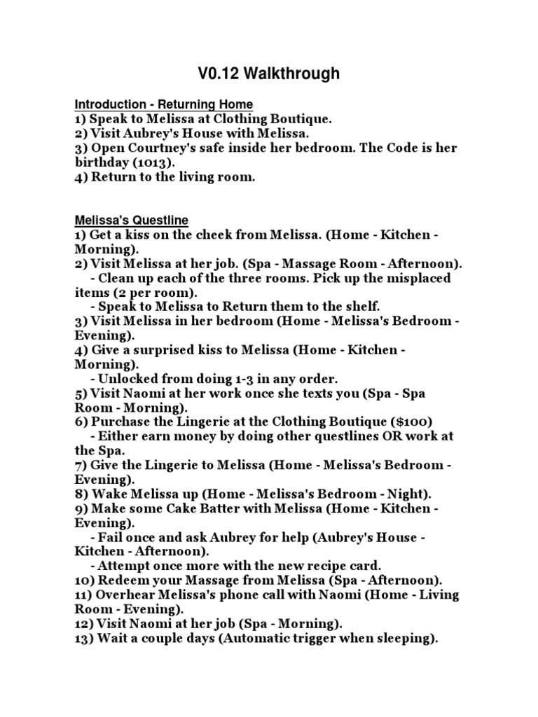 V0.12 Walkthrough | PDF | Leisure