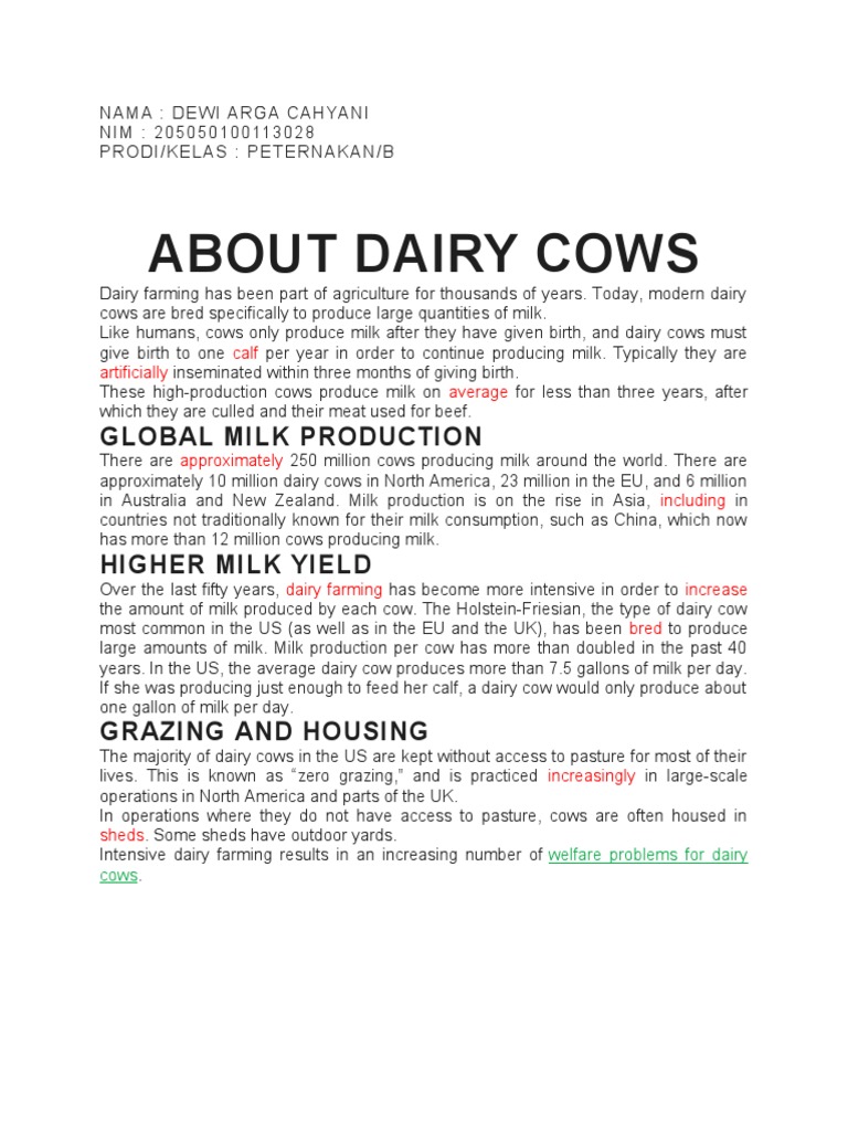 About Dairy Cows: Global Milk Production | PDF | Poultry Farming | Broiler