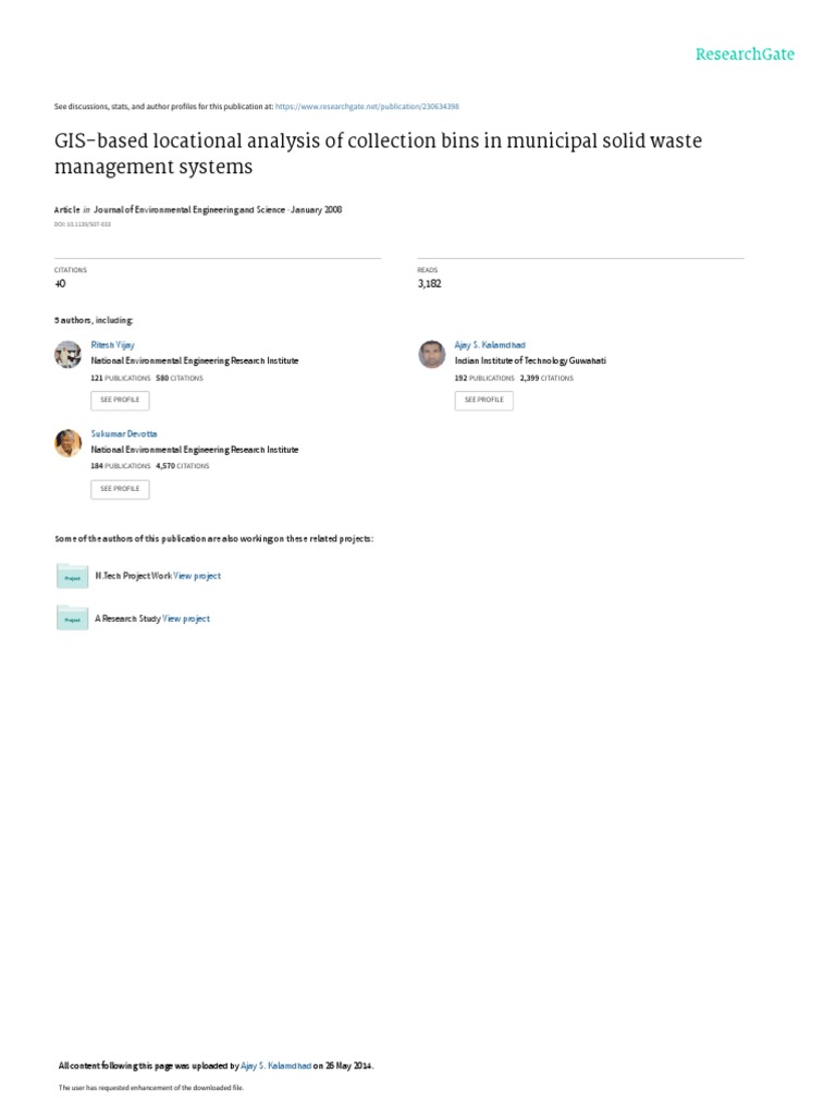 GIS-based Locational Analysis of Collection Bins in Municipal Solid ...