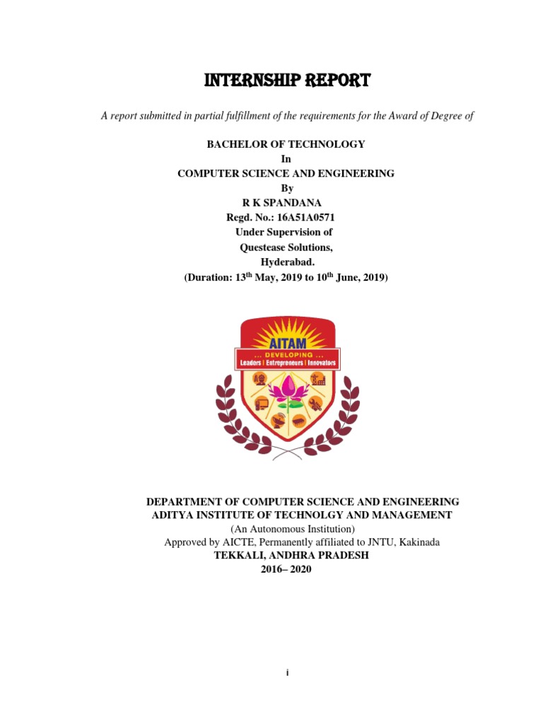 Internship Report Sample 1 | PDF | Internet Of Things | Computer Network