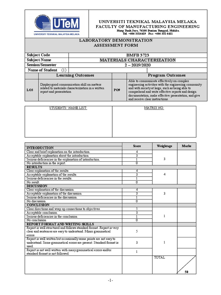 Lab Demo Rubric | PDF