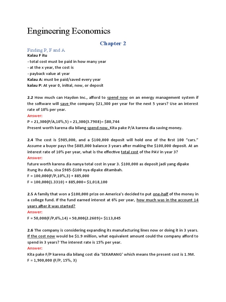 Engineering Economics Chapter 2 & 3 | PDF | Annual Percentage Rate ...