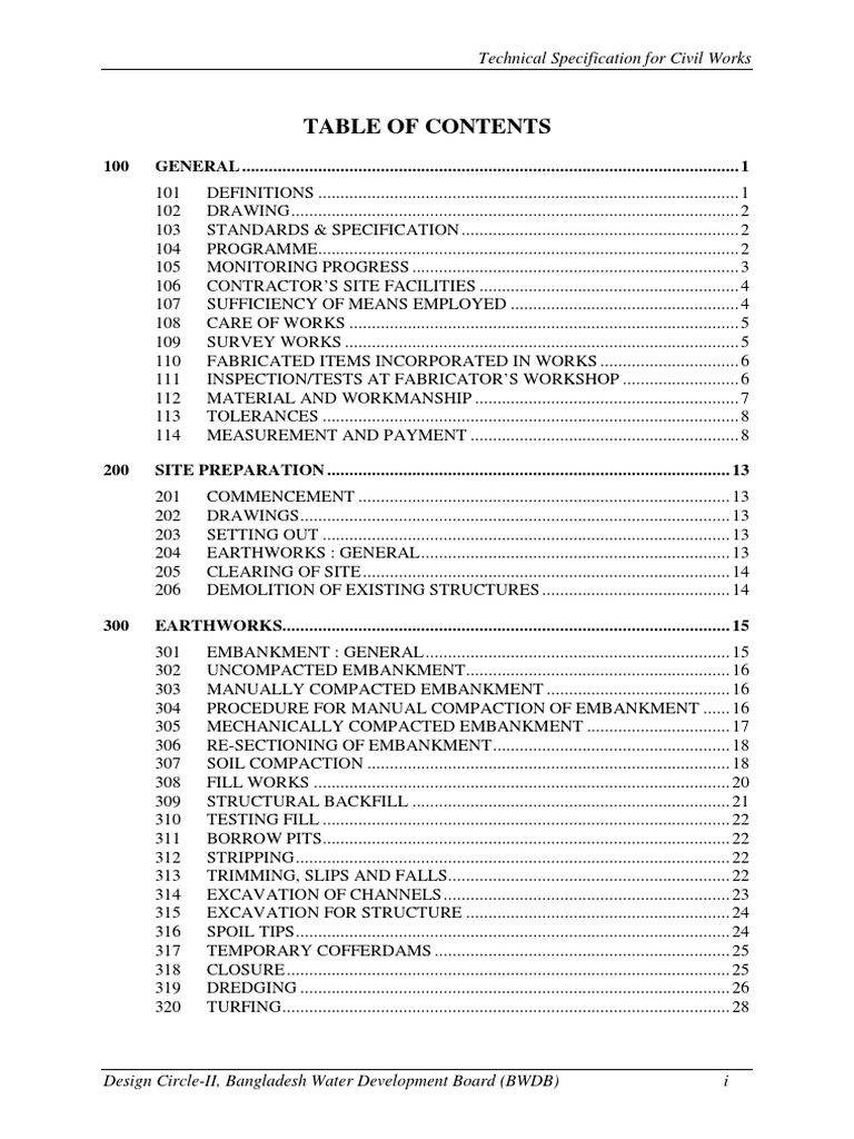 Technical Specification BWDB PDF | PDF | Deep Foundation | Concrete