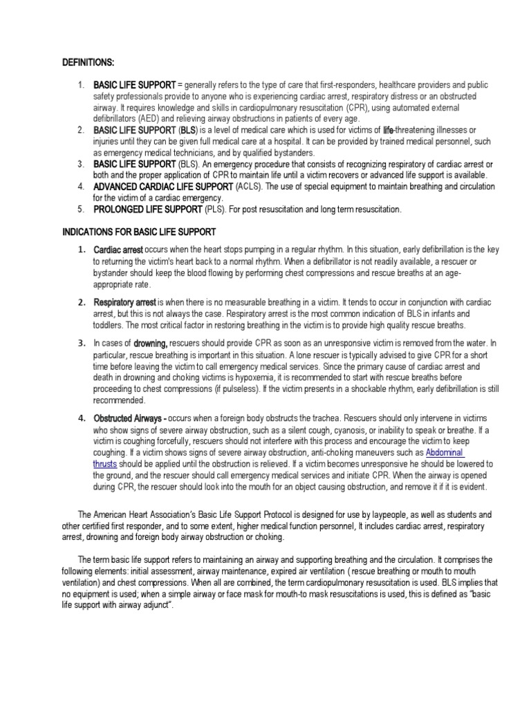 The American Heart Association's Basic Life Support Protocol ...