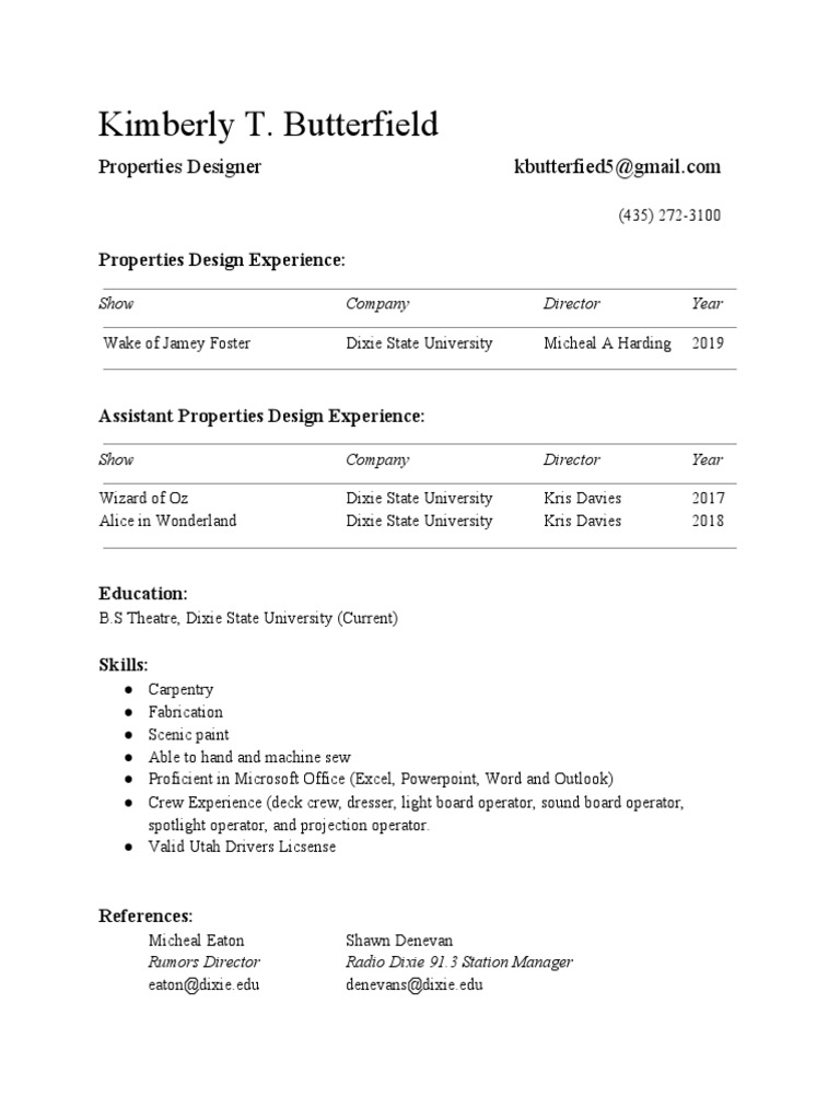 Prop Design Resume | PDF | Art