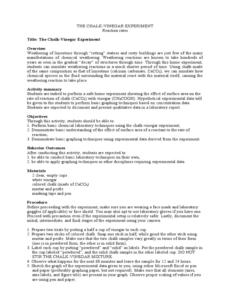 Title: The Chalk-Vinegar Experiment | PDF | Weathering | Experiment