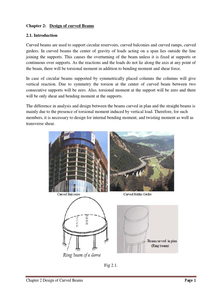 Chapter 2 Beams Curved in Plan Final | Download Free PDF | Beam ...