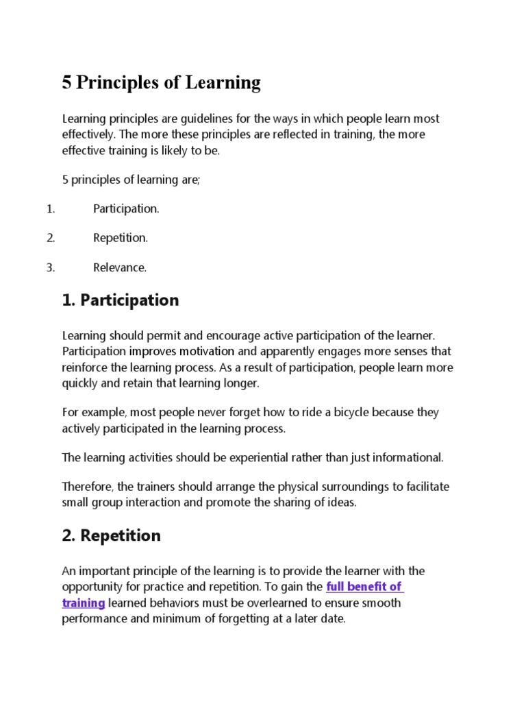 5 Principles of Learning | PDF