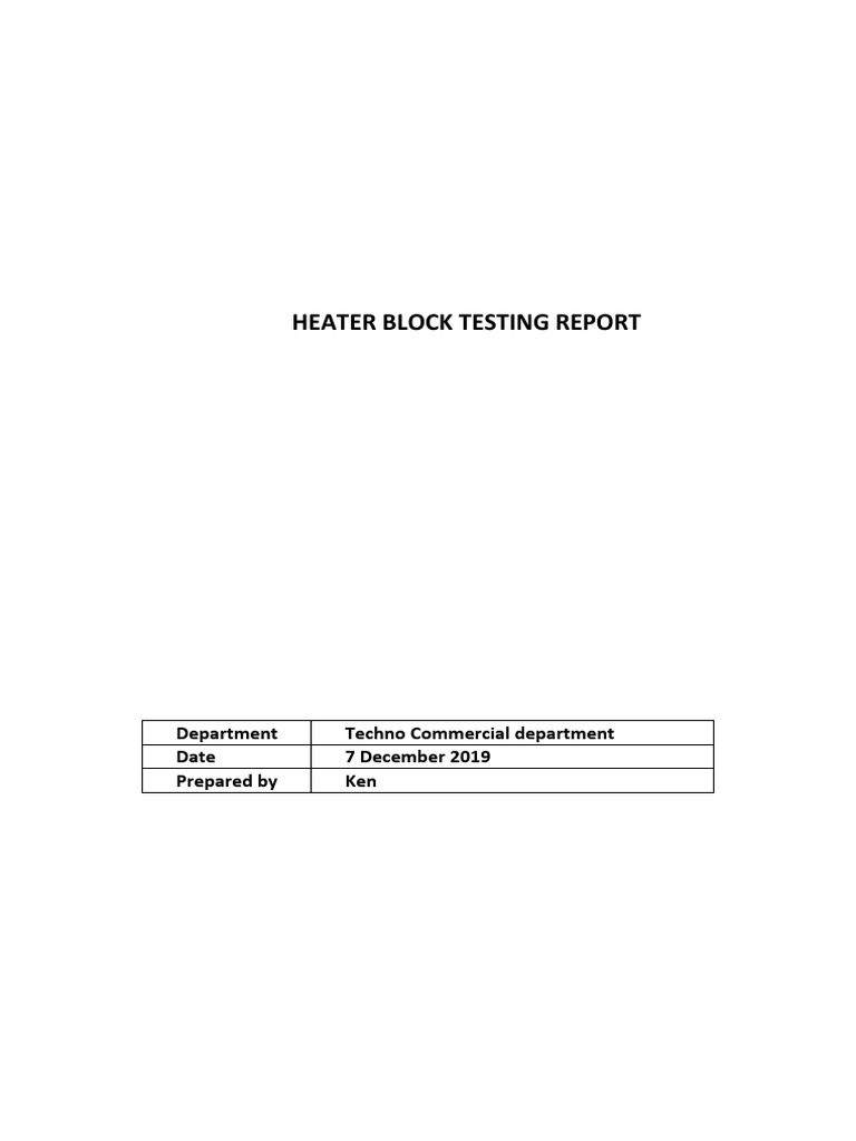 Heater Block Testing Report | PDF