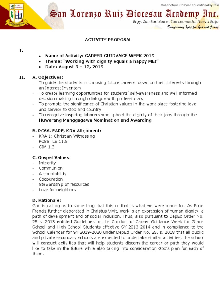 Career Guidance Week Activity Proposal | PDF