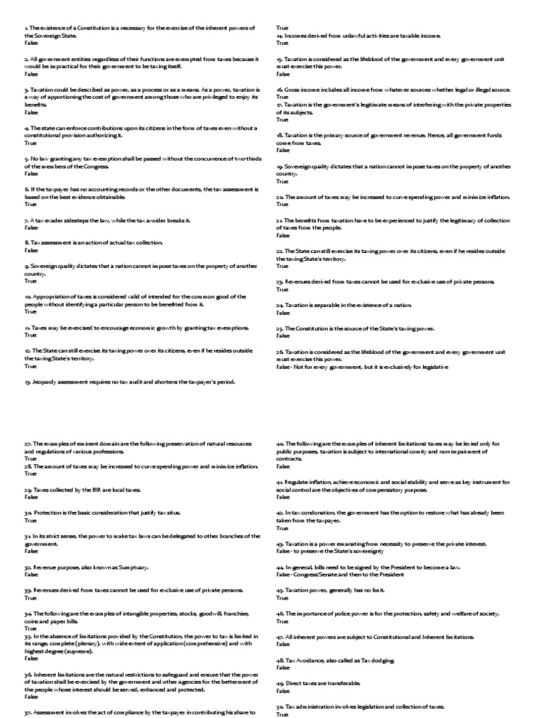 Quizzes Compilation Taxation | PDF | Taxation In The United States ...